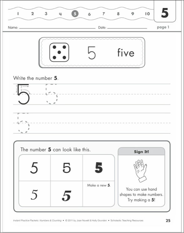 Instant Practice Packets: Numbers & Counting by Joan Novelli;Holly Grundon