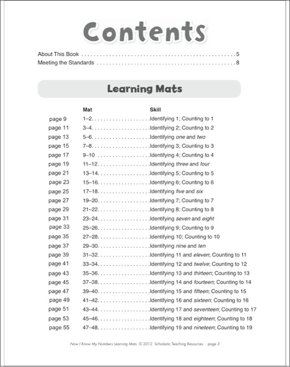 Now I Know My Numbers Learning Mats by Lucia Kemp Henry