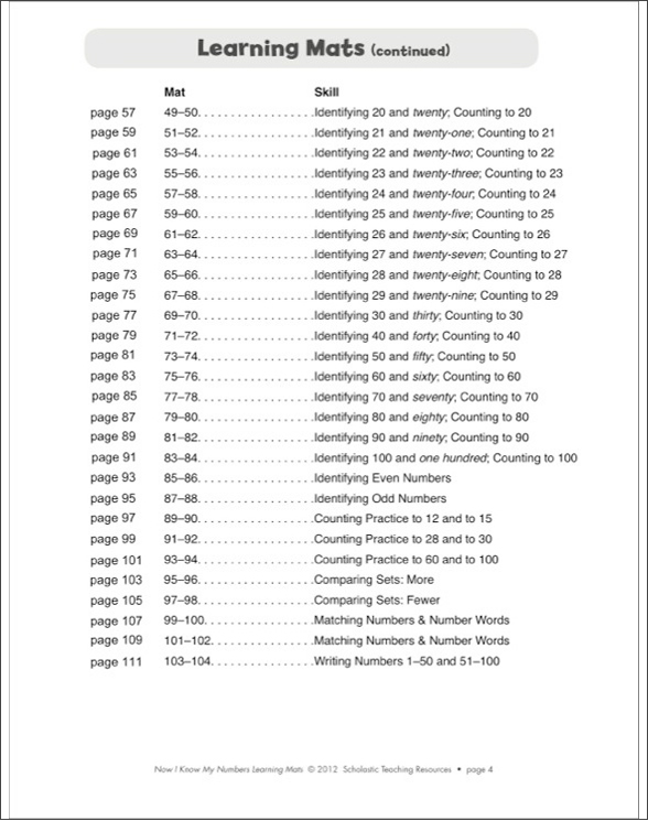 Now I Know My Numbers Learning Mats by Lucia Kemp Henry
