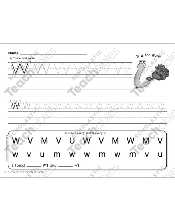 Letter Formation: W is for Worm: Letter Formation Practice Page by