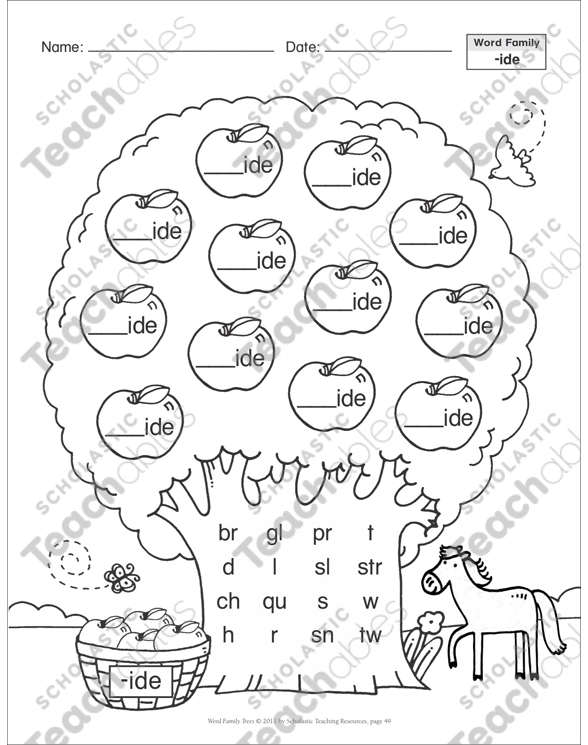 Long Vowel (-ide): Word Family Tree by