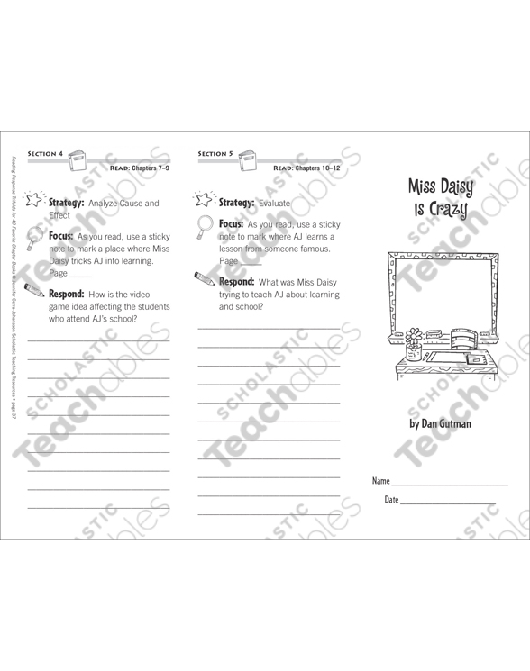Miss Daisy Is Crazy (Level M): Reading Response Trifold by