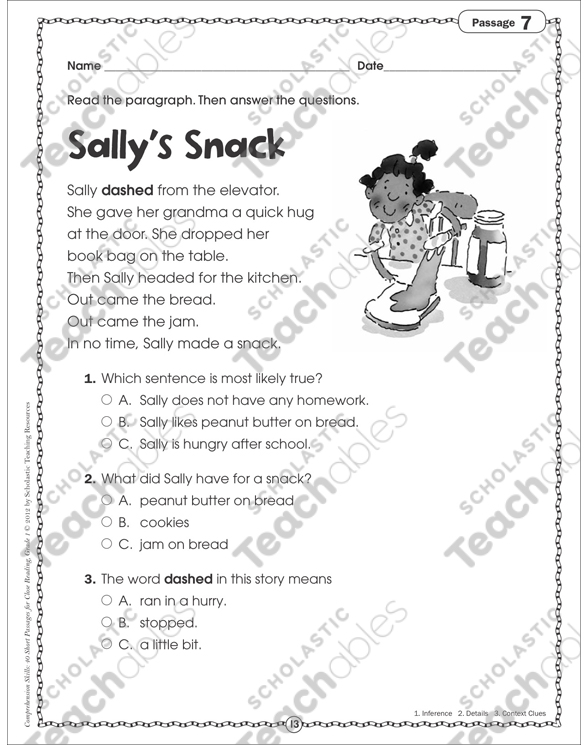 Sally's Snack: Grade 1 Close Reading Passage by