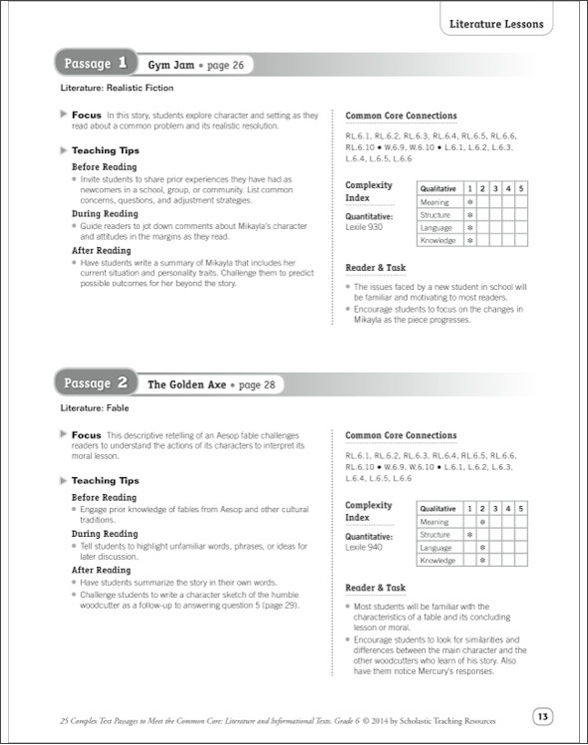 25 Complex Text Passages to Meet the Common Core: Literature and ...