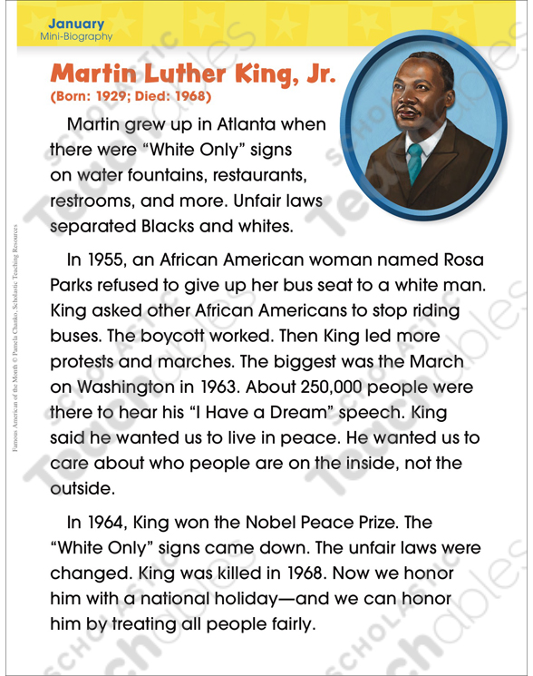 Martin Luther King, Jr. (January/Martin Luther King, Jr., Day): Famous ...