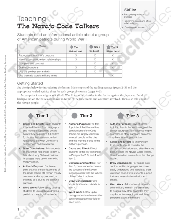 The Navajo Code Talkers (Historical Nonfiction): Differentiated ...