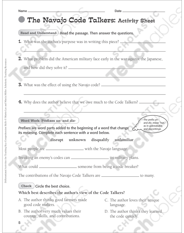 The Navajo Code Talkers (Historical Nonfiction): Differentiated ...