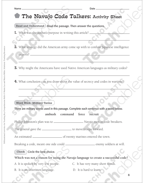 The Navajo Code Talkers (Historical Nonfiction): Differentiated ...