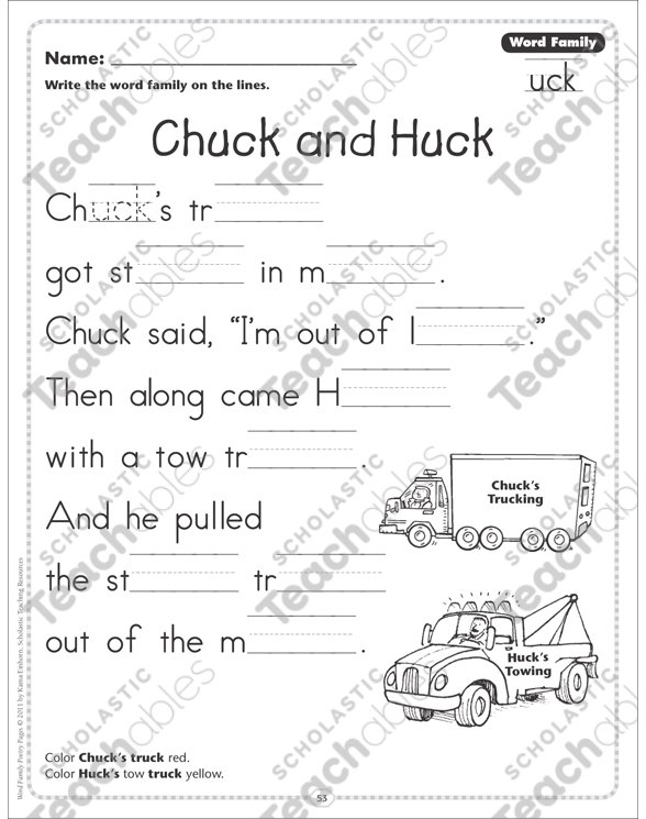 Uck Word Family Worksheets
