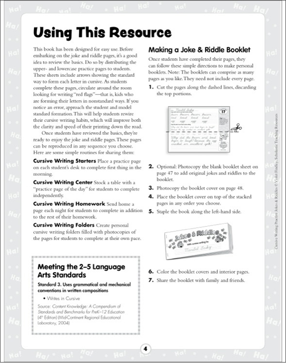 Cursive Writing Practice: Jokes & Riddles by Violet Findley