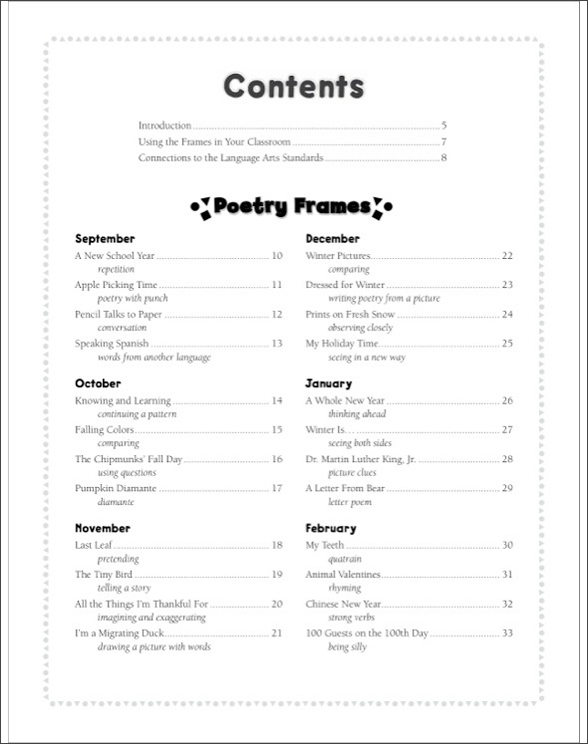 Week-by-Week Poetry Frames by Betsy Franco